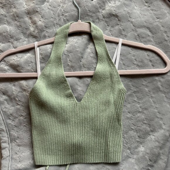 debut | Tops | Green Ribbed Super Stretchy Crop Top | Poshmark
